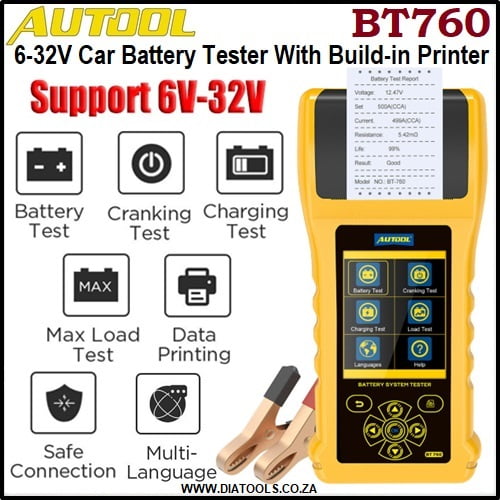 Autool BT760 Battery Tester with Build-in Printer - DIATOOLS